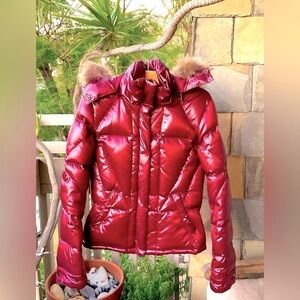 Andrew Marc | Jackets & Coats | Ruby Red 8 Silk Feather Goose Down ...